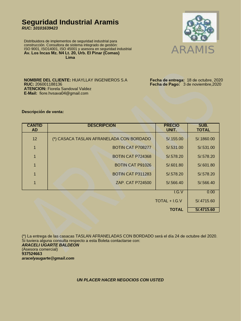 Boleta Electronica Aramis PDF | PDF