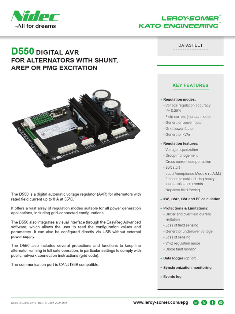 Digital Avr For Alternators With Shunt, Arep or PMG Excitation | PDF