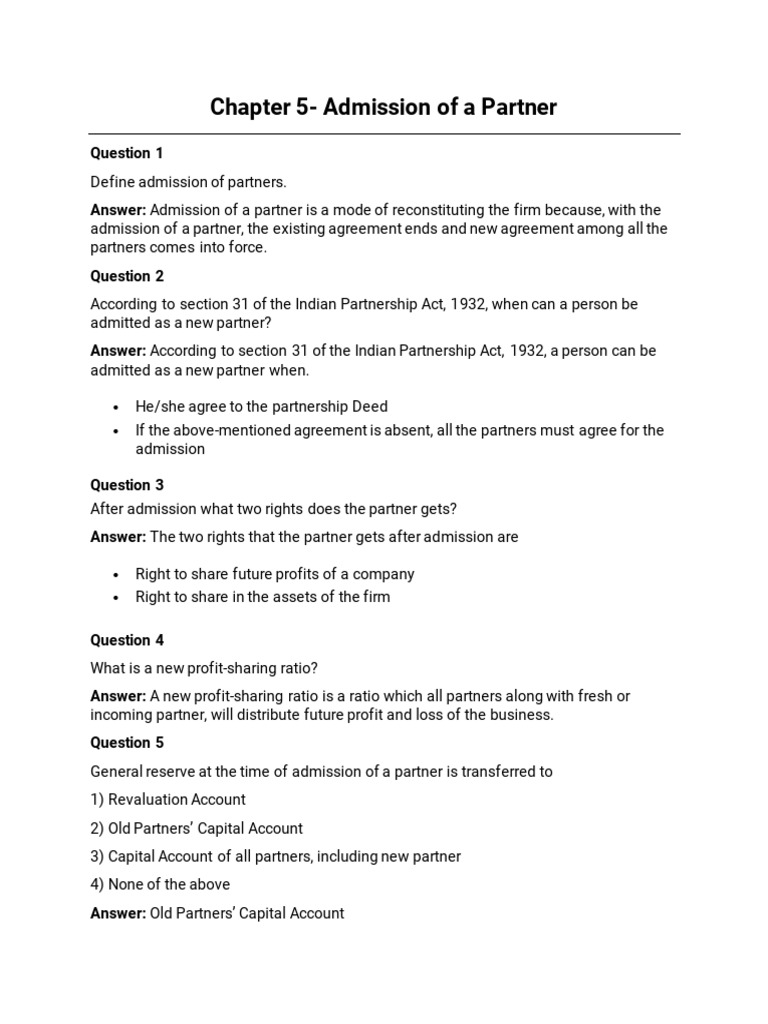 5 - Admission of A Partner | PDF