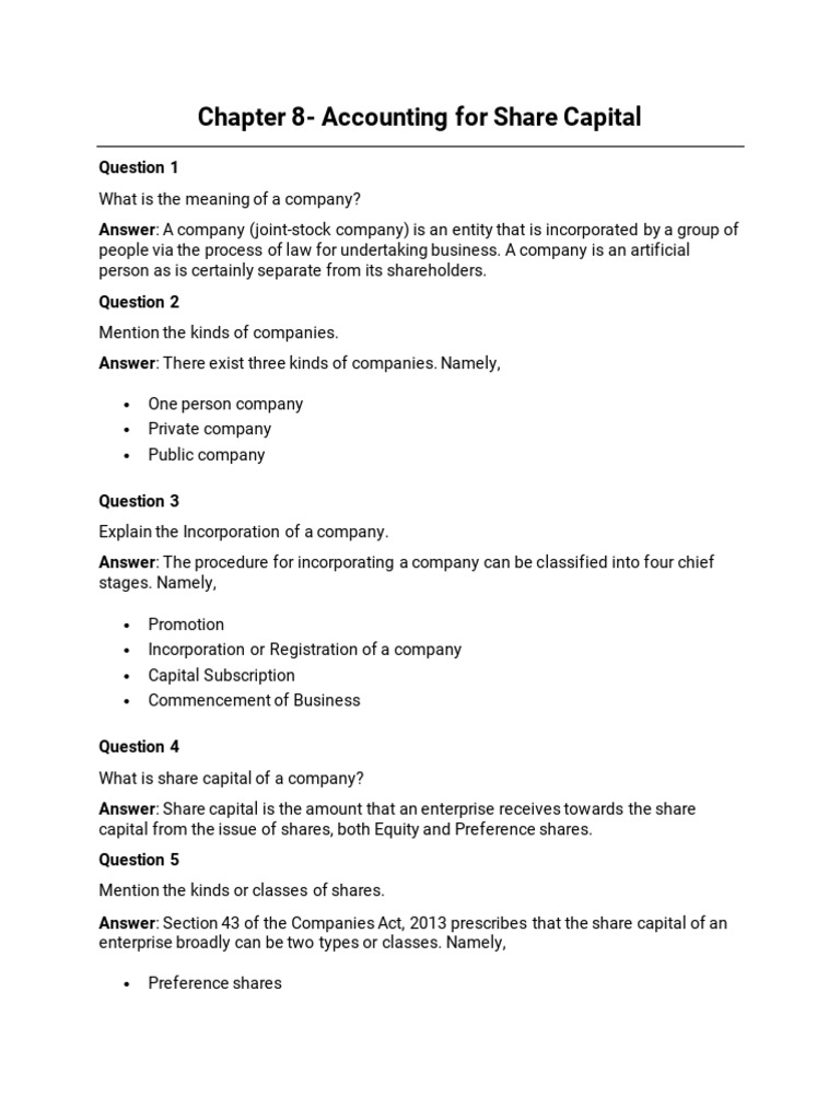 8 - Accounting For Share Capital | PDF