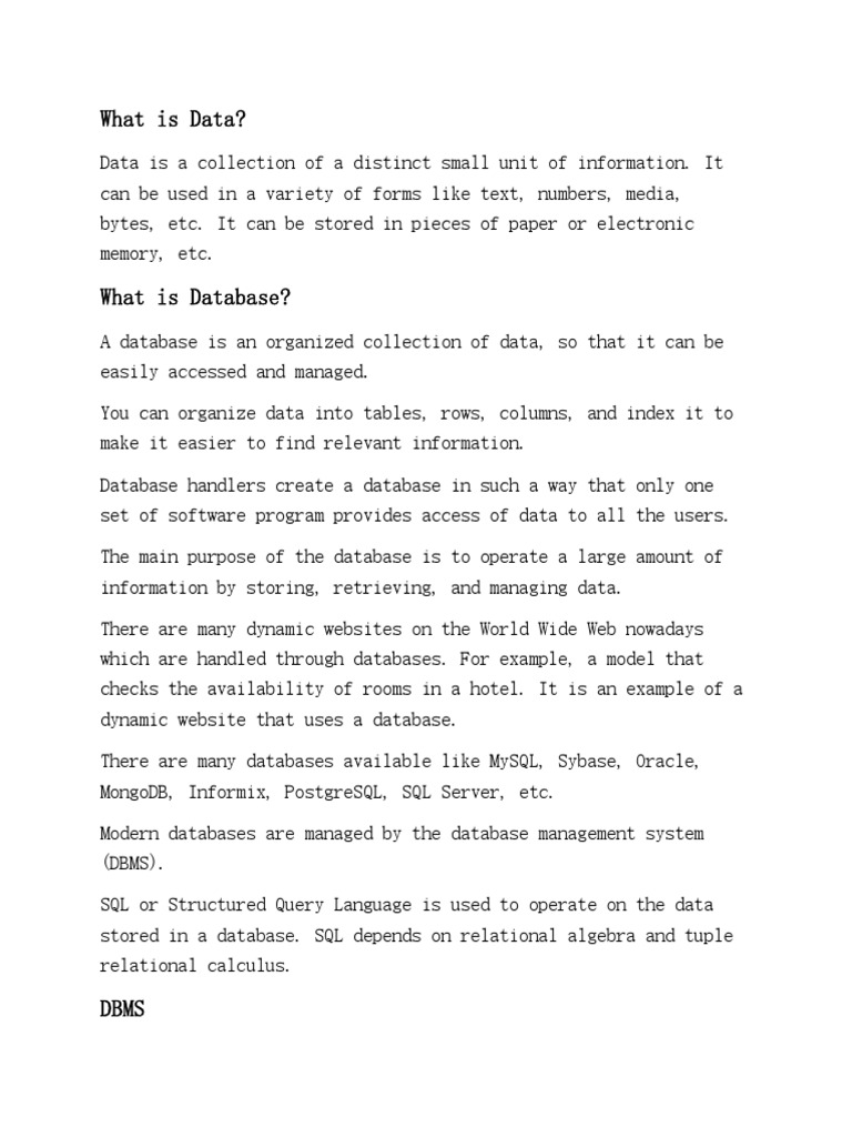 Introduction of DBMS | PDF