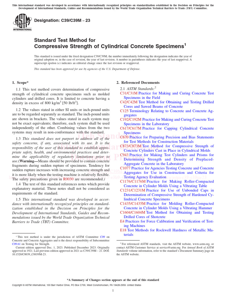 Astm C39 C39M 23 | PDF