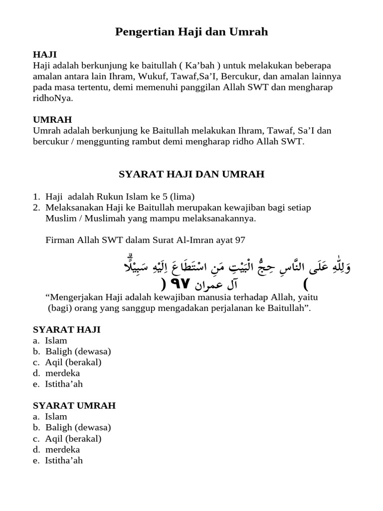 Pengertian Haji Dan Umrah | PDF