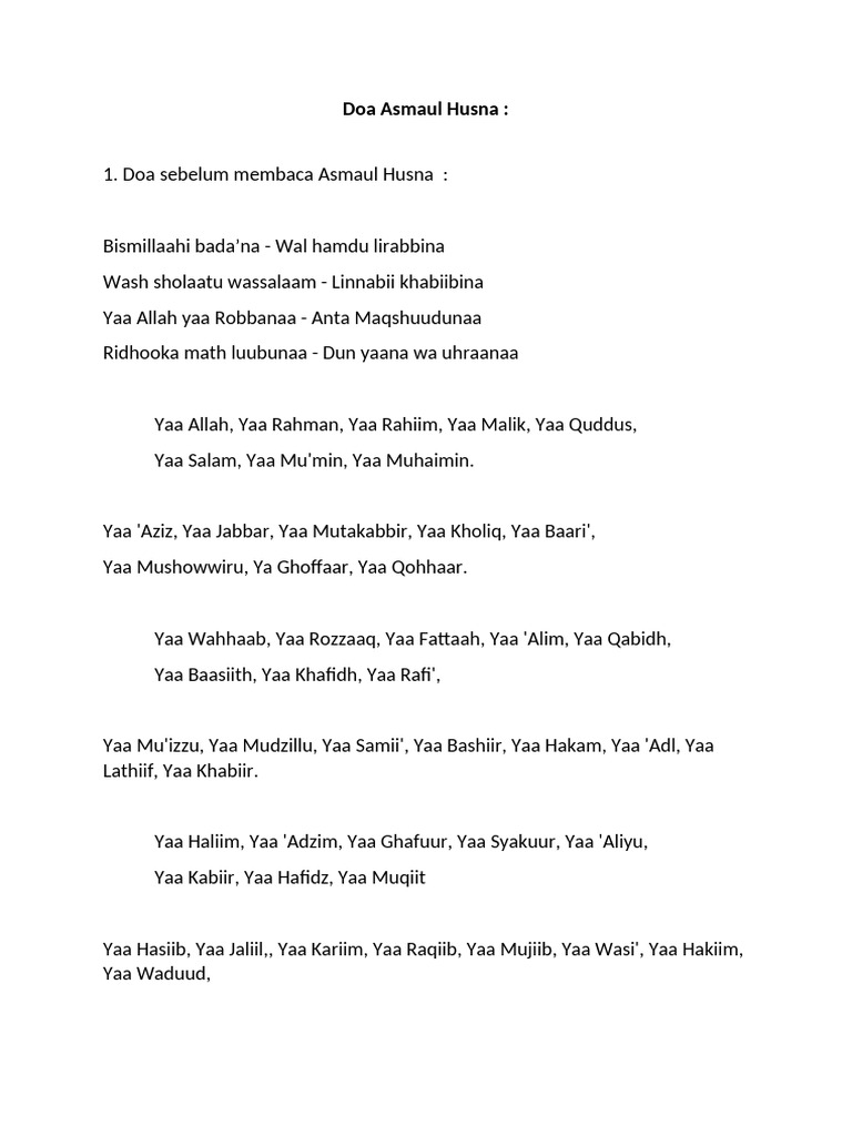 Doa Asmaul Husna | PDF