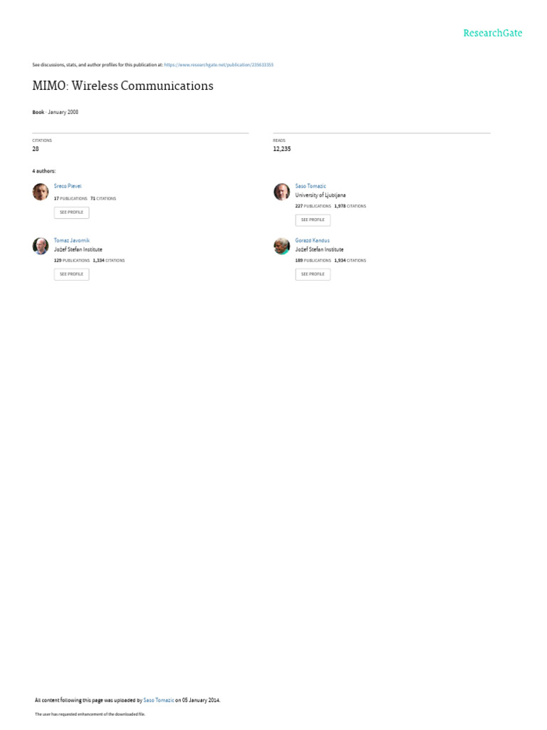 MIMO Wireless Communications | PDF
