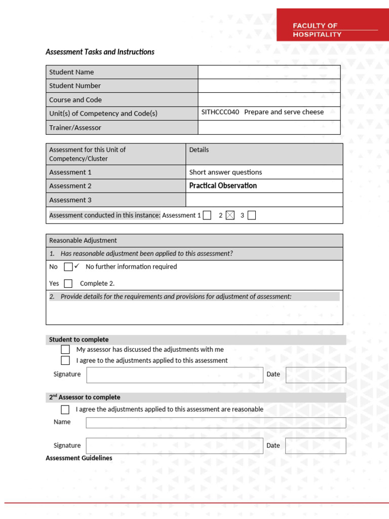 FH - Sithccc040 Practical Observation | PDF