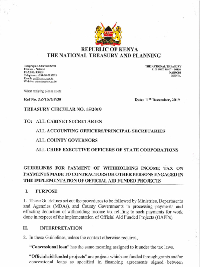 Circular No.15 2019 On Payment of Withholding Income Tax | PDF