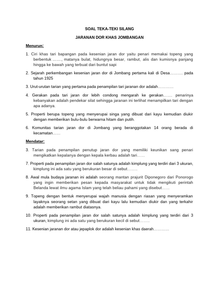 Soal TTS | PDF