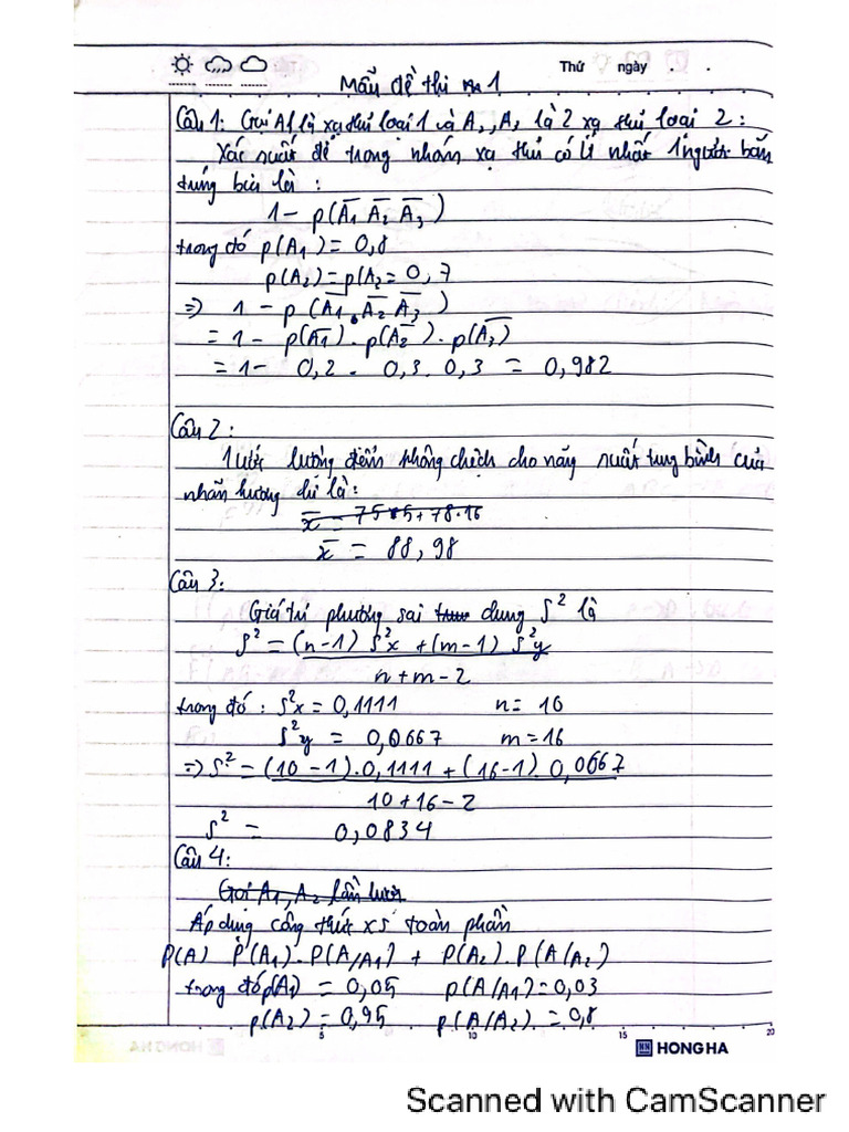 mẫu đề thi 1 | PDF