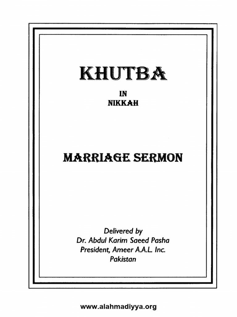 Khutba in Nikah Marriage Sermon | PDF