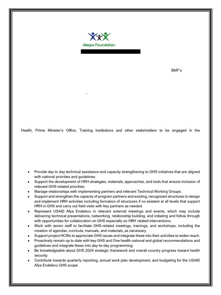 Benjamin William Mkapa Foundation BMF Vacancies September 2024 | PDF ...