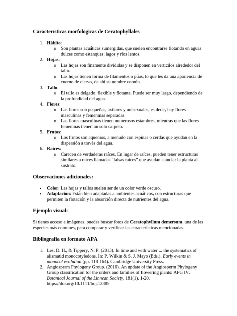 Ceratophyllales Exposición - BS | PDF | Ciencia y matemáticas