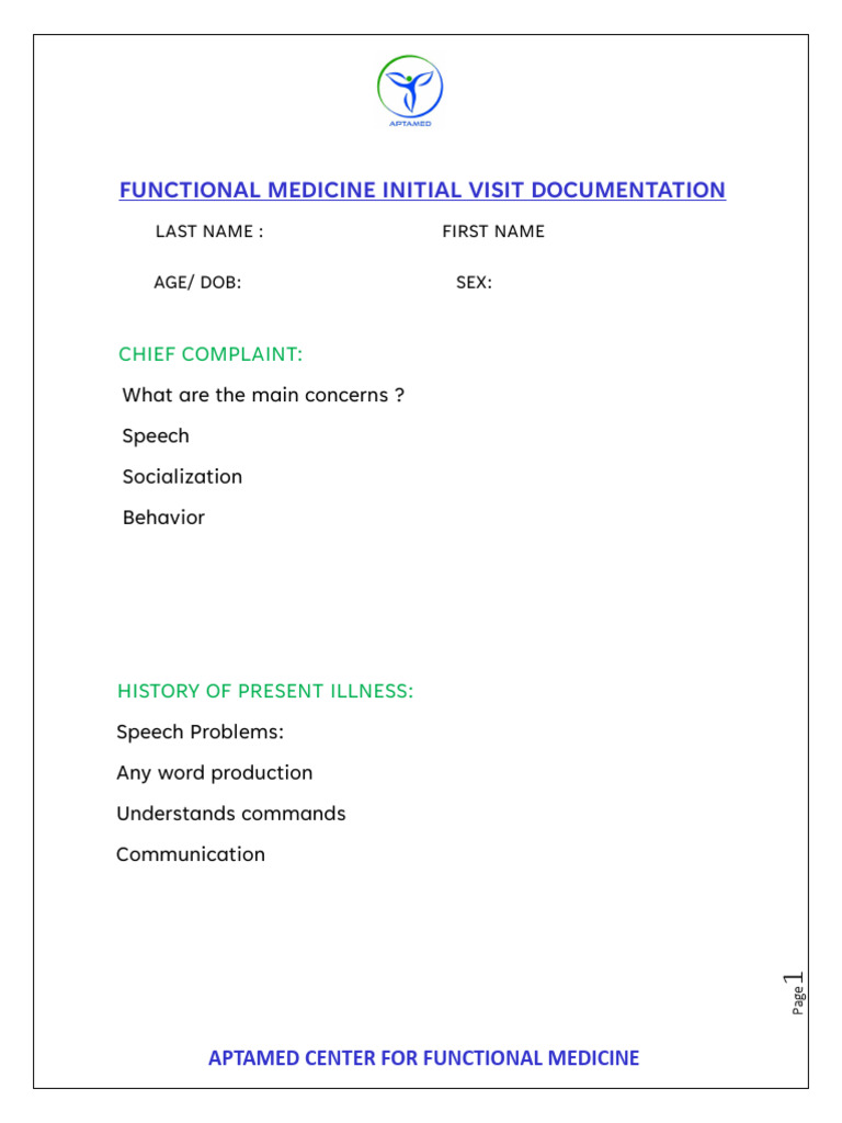 Initial Visit Documentation Asd Pdf Pdf