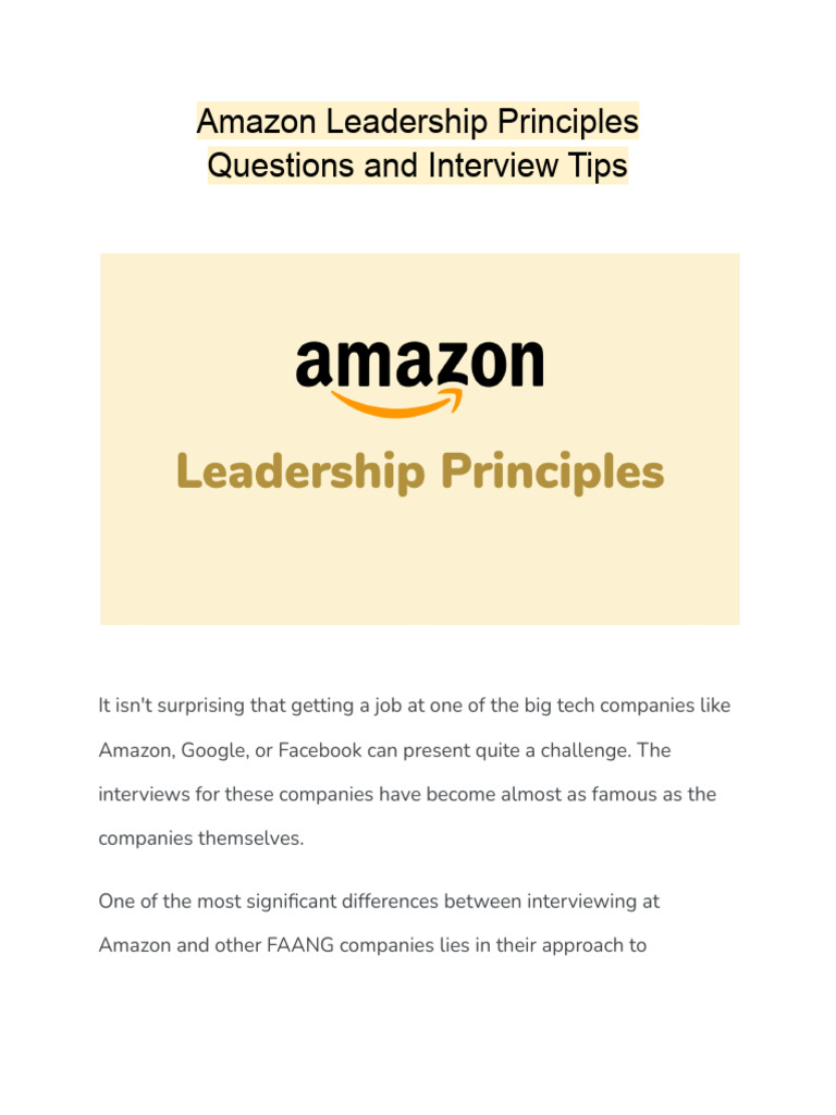 Amazon Leadership Principles Tips | PDF
