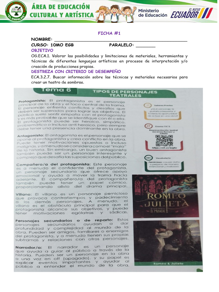 Ficha Eca 10mo Egb | PDF