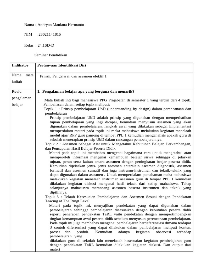 4 Jurnal Refleksi MK PPA - Mey P | PDF