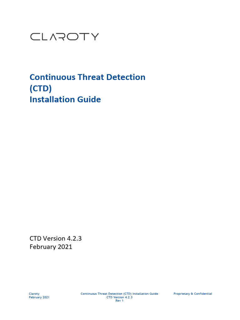 Claroty CTD v4.2.3 Installation Guide Rev1 | PDF | Command Line Interface | Home & Garden