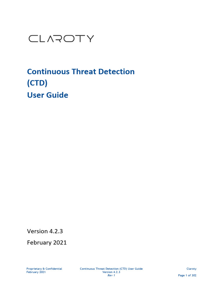 Claroty CTD v4.2.3 User Guide Rev1 | PDF
