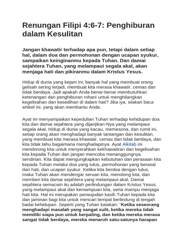 Renungan Filipi 4 Ut PPR | PDF