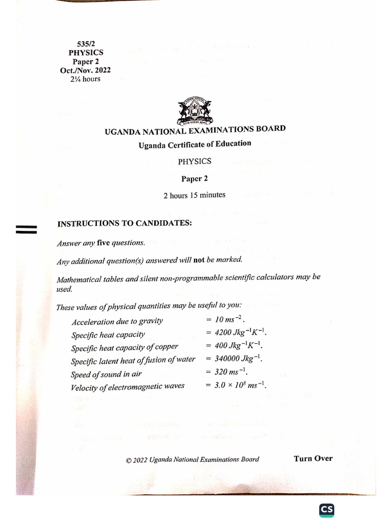 1667121862uneb 2022 Uce Physics Two | PDF