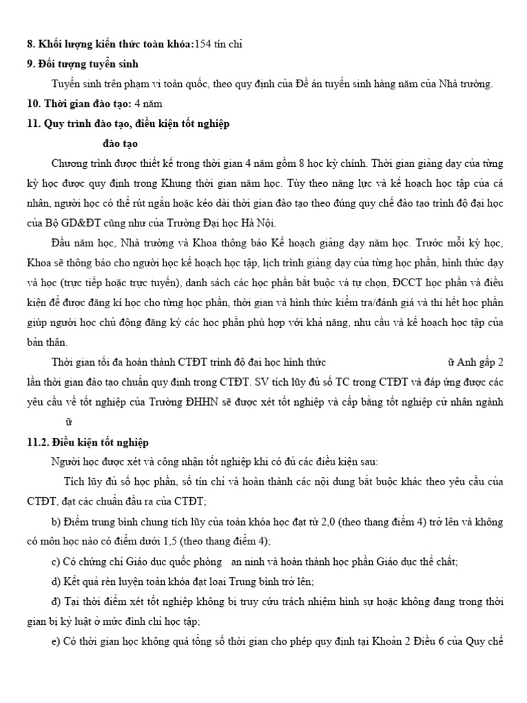 Chương Trình Khóa 2022 (Khung) | PDF