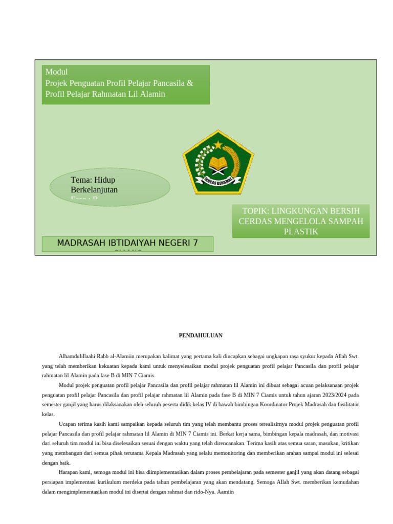 Modul P5P2RA Gaya Hidup Berkelanjutan Fase B | PDF