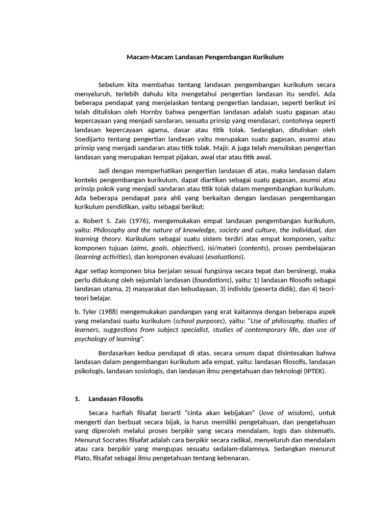 Landasan Pengembangan Kurikulum | PDF