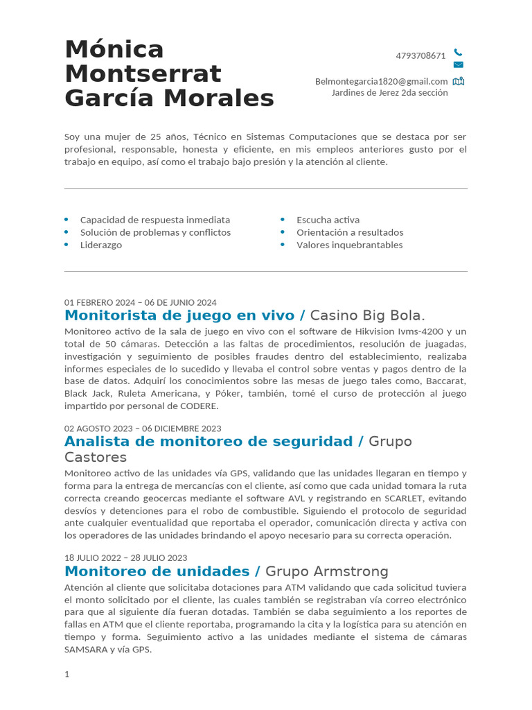 CV Mónica Montserrat García Morales | PDF