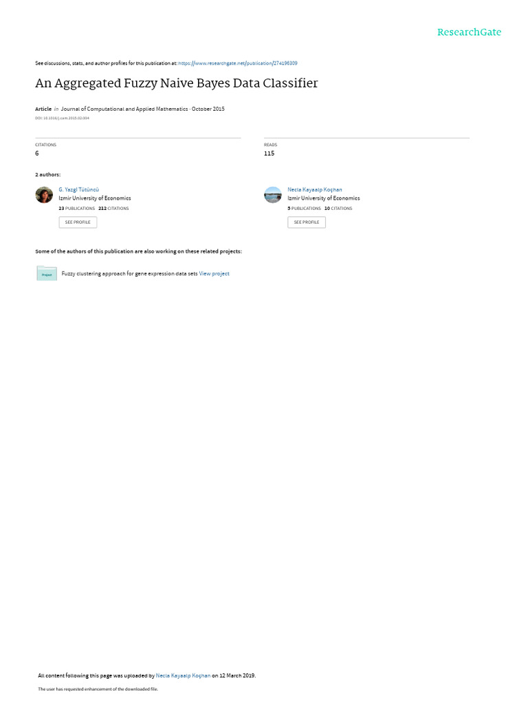 An Aggregated Fuzzy Naive Bayes Data Classifier | PDF
