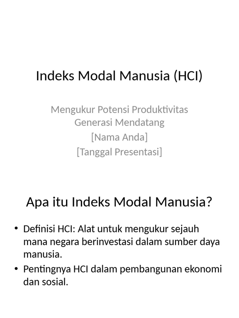Indeks Modal Manusia Presentasi | PDF