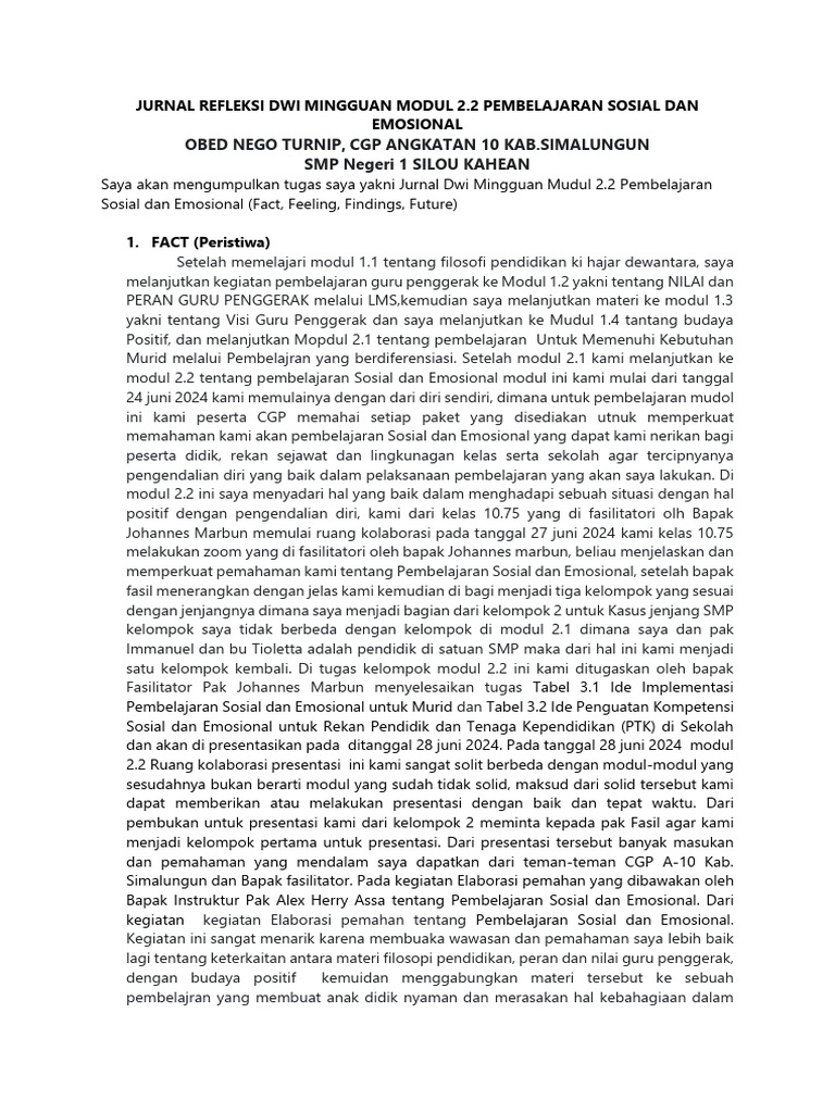 Jurnal Refleksi Dwi Mingguan Modul 2.2 | PDF