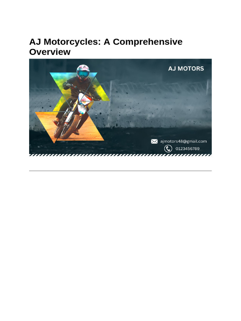 AJ Motorcycles: Innovation & Excellence | PDF | Motorcycle | Technology ...