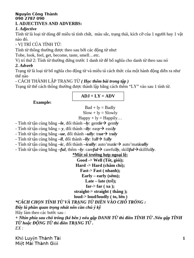 Adj and Adv | PDF