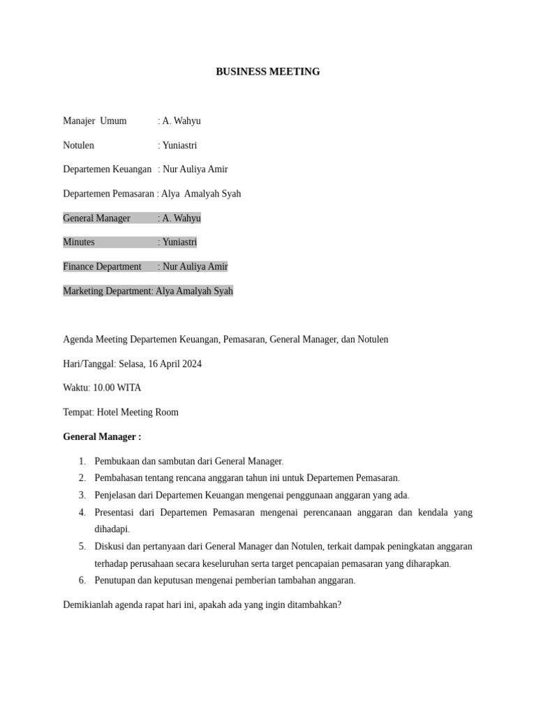 Business Meeting | PDF