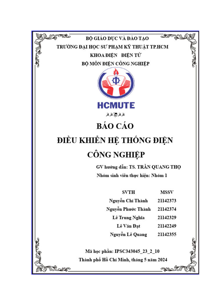 Báo cáo điều khiển hệ thống điện tự động - N1 | PDF
