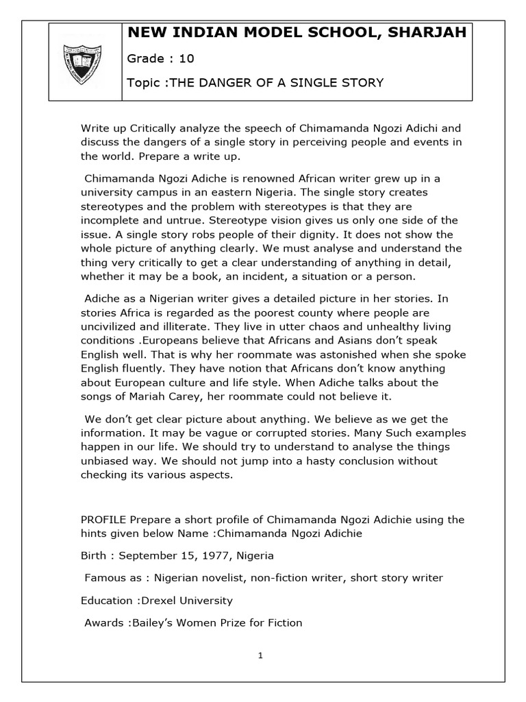 The danger of a Single story | PDF