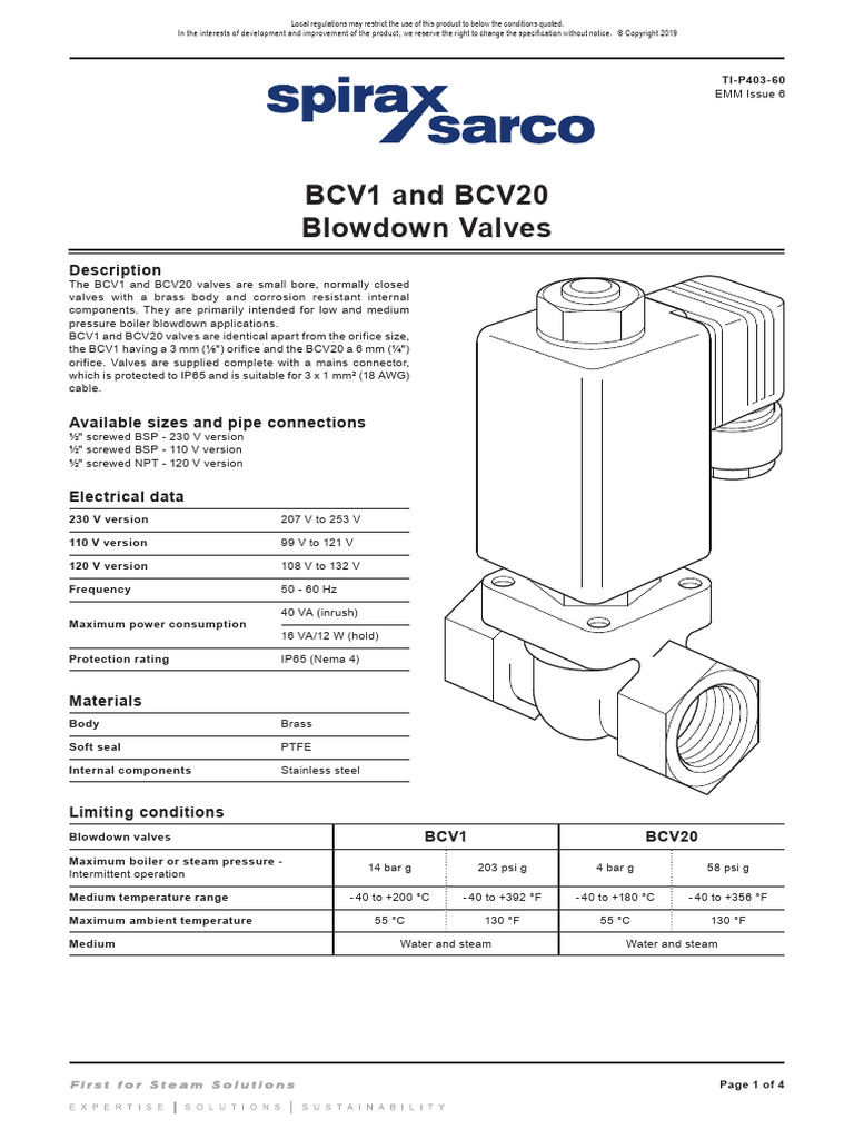 02.1_03316_Data sheet_Blowdown valves BCV1_EN | PDF