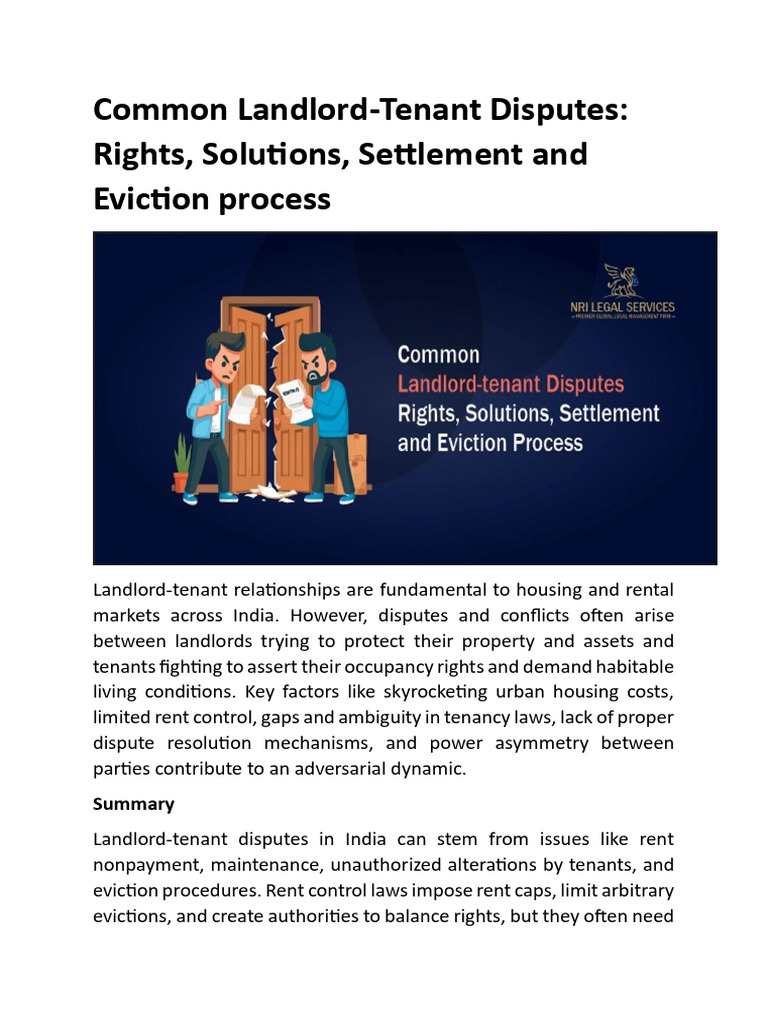 Landlord-Tenant Dispute Resolution Guide | PDF | Eviction | Leasehold ...