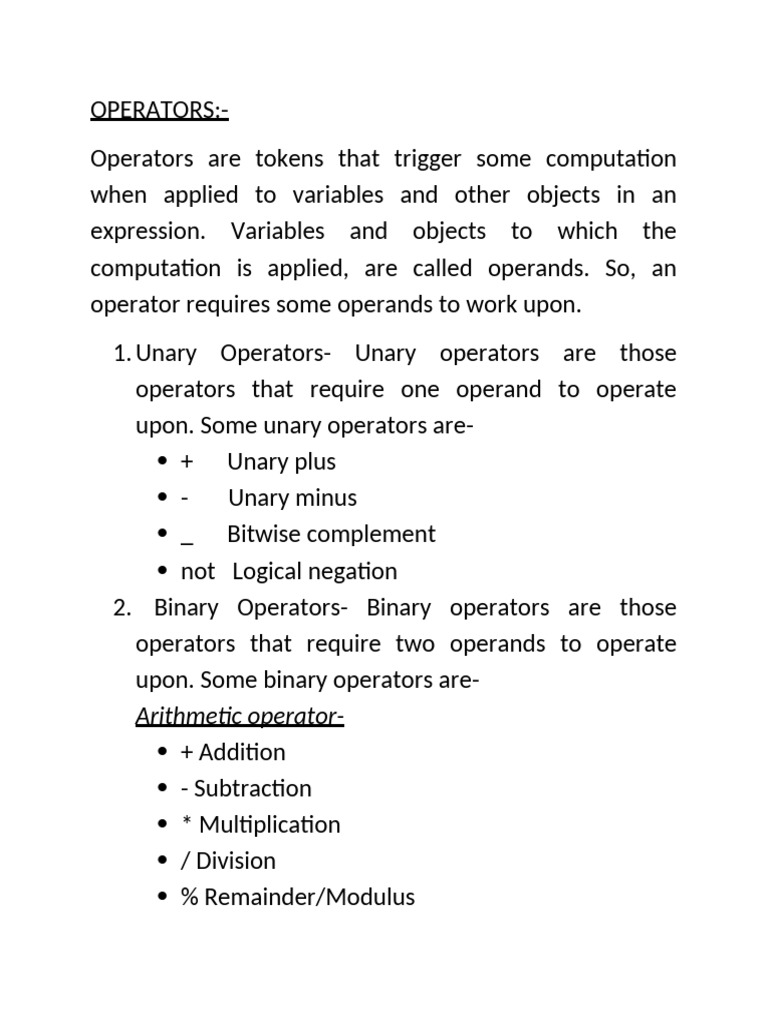 OPERATORS | PDF
