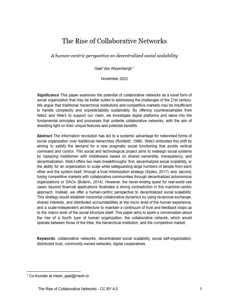 The Rise of Collaborative Networks | PDF