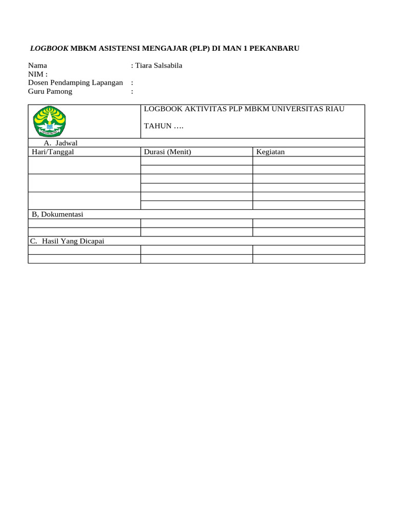 Logbook MBKM Asistensi Mengajar Tiara | PDF