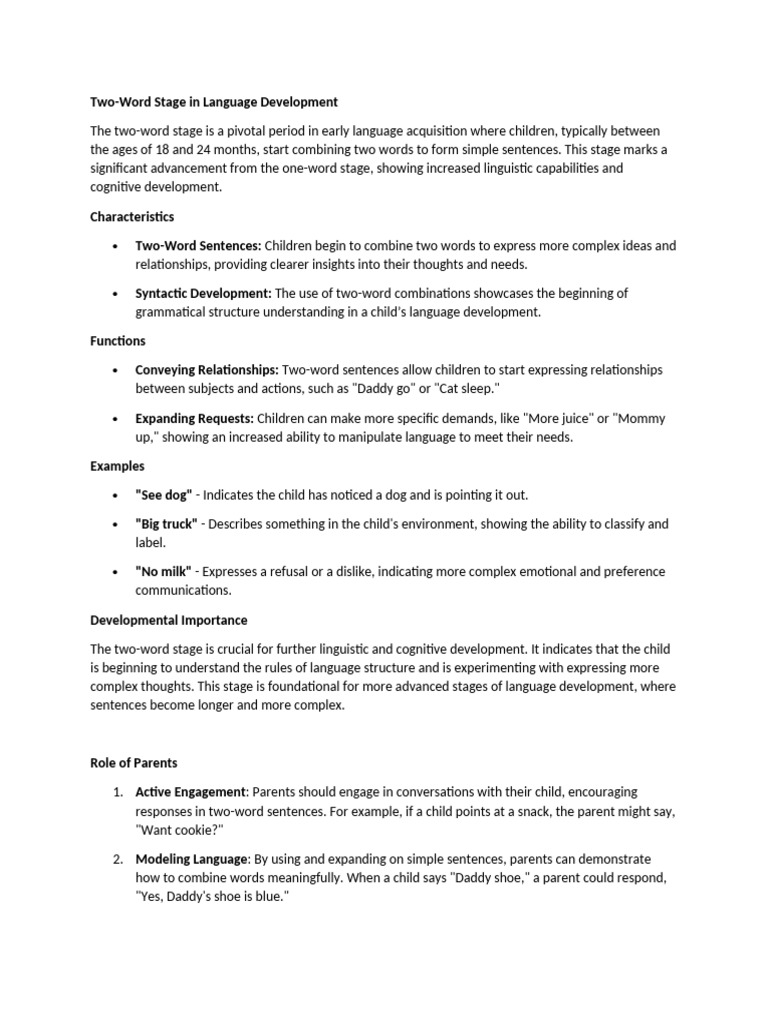 Two Word Stage | PDF