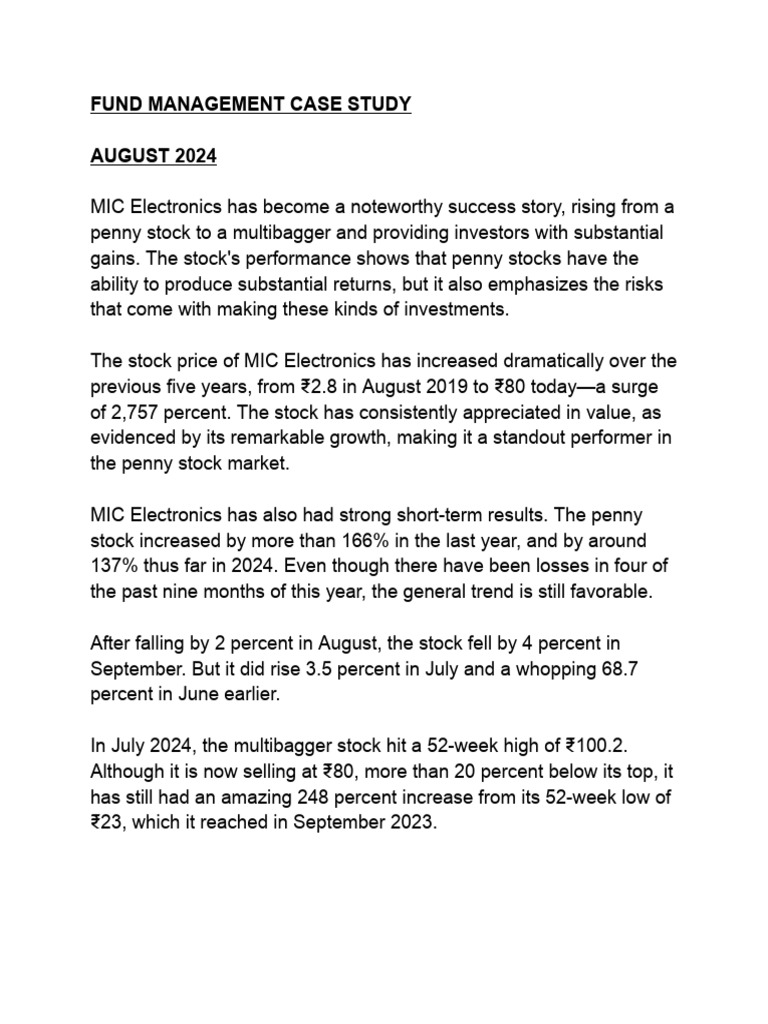 Fund Management Case Study | PDF