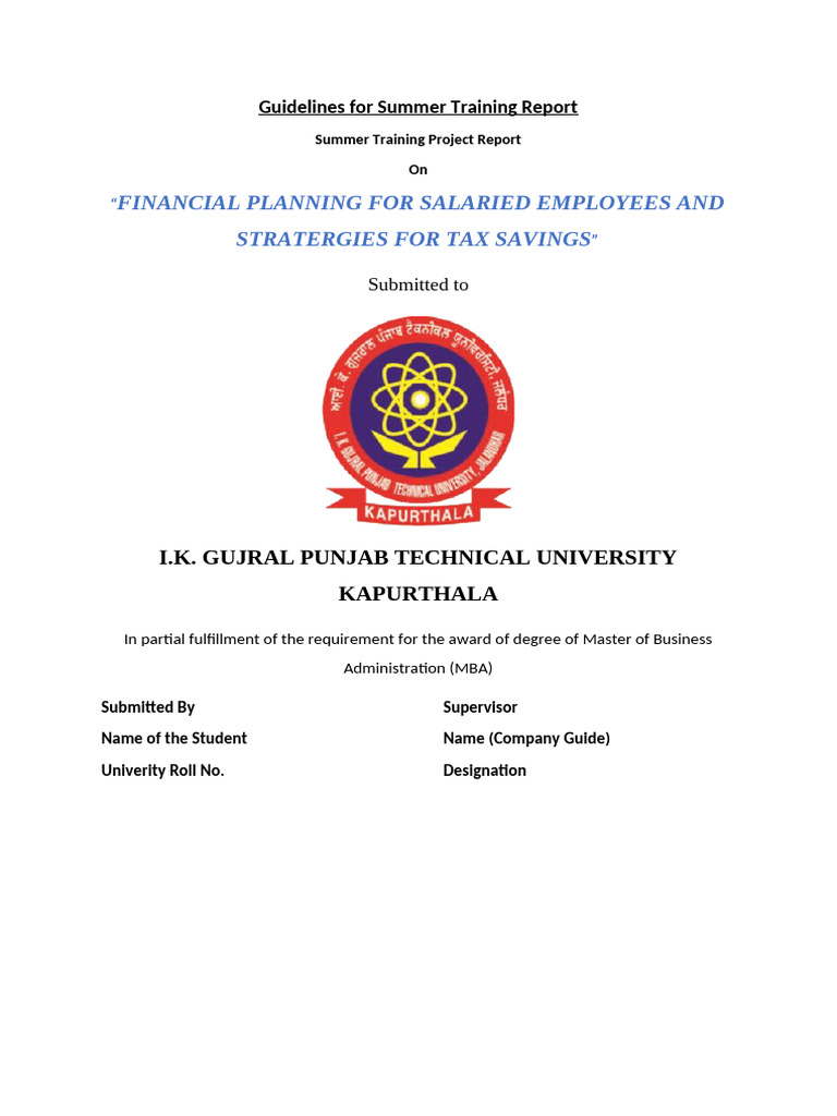 Financial Planning For Salaried Employees and Stratergies For Tax Savings | PDF