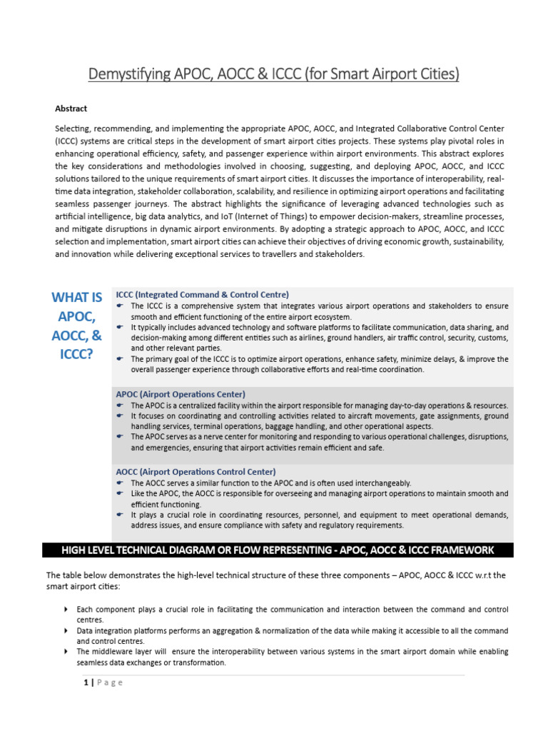 Demystifying APOC, AOCC & ICCC (For Smart Airport Cities) | PDF | Airport | Internet Of Things