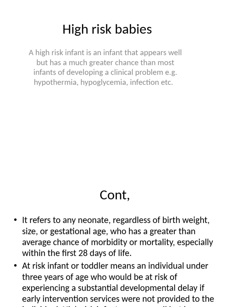 High Risk Babies | PDF