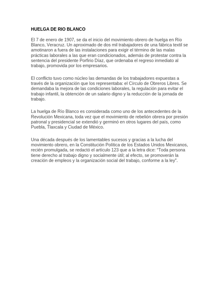 Cananea y Rio Blanco | PDF