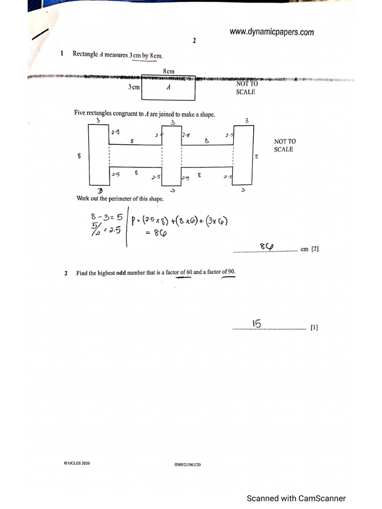 Cie Math Igcse June 20 V21 Model Answers | PDF