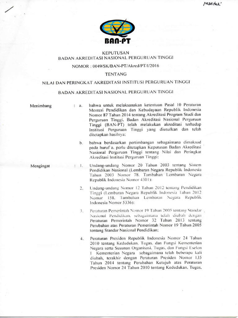 SK Dan Sertifikat Institusi 2016 (1) - Compressed | PDF