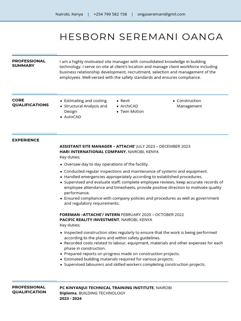 Hesborn Seremani Oanga - CV | PDF